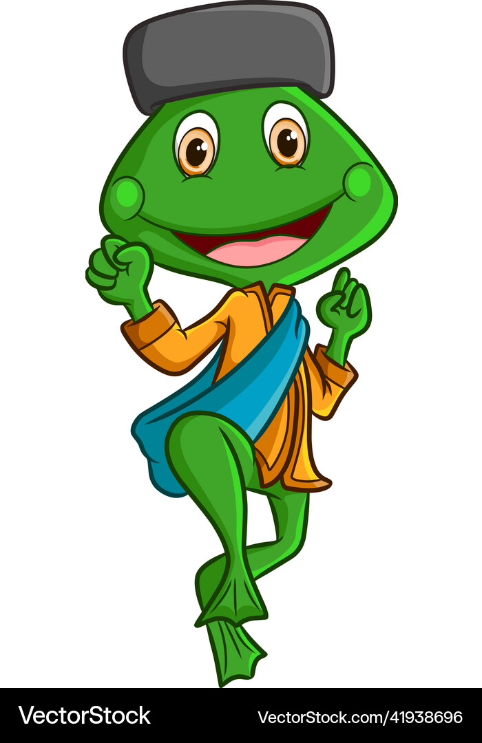 Cute frog wearing a cap and sarong Royalty Free Vector Image