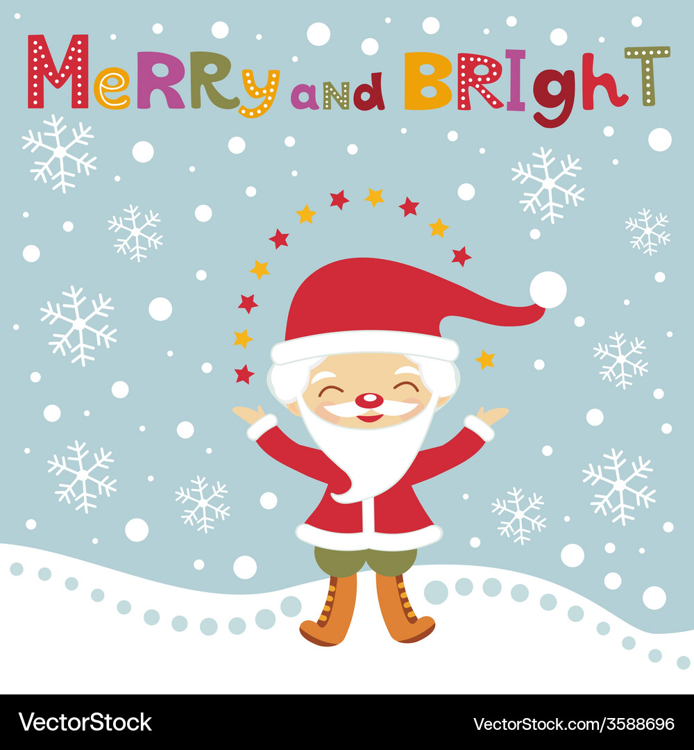 Cute Santa Christmas card Royalty Free Vector Image