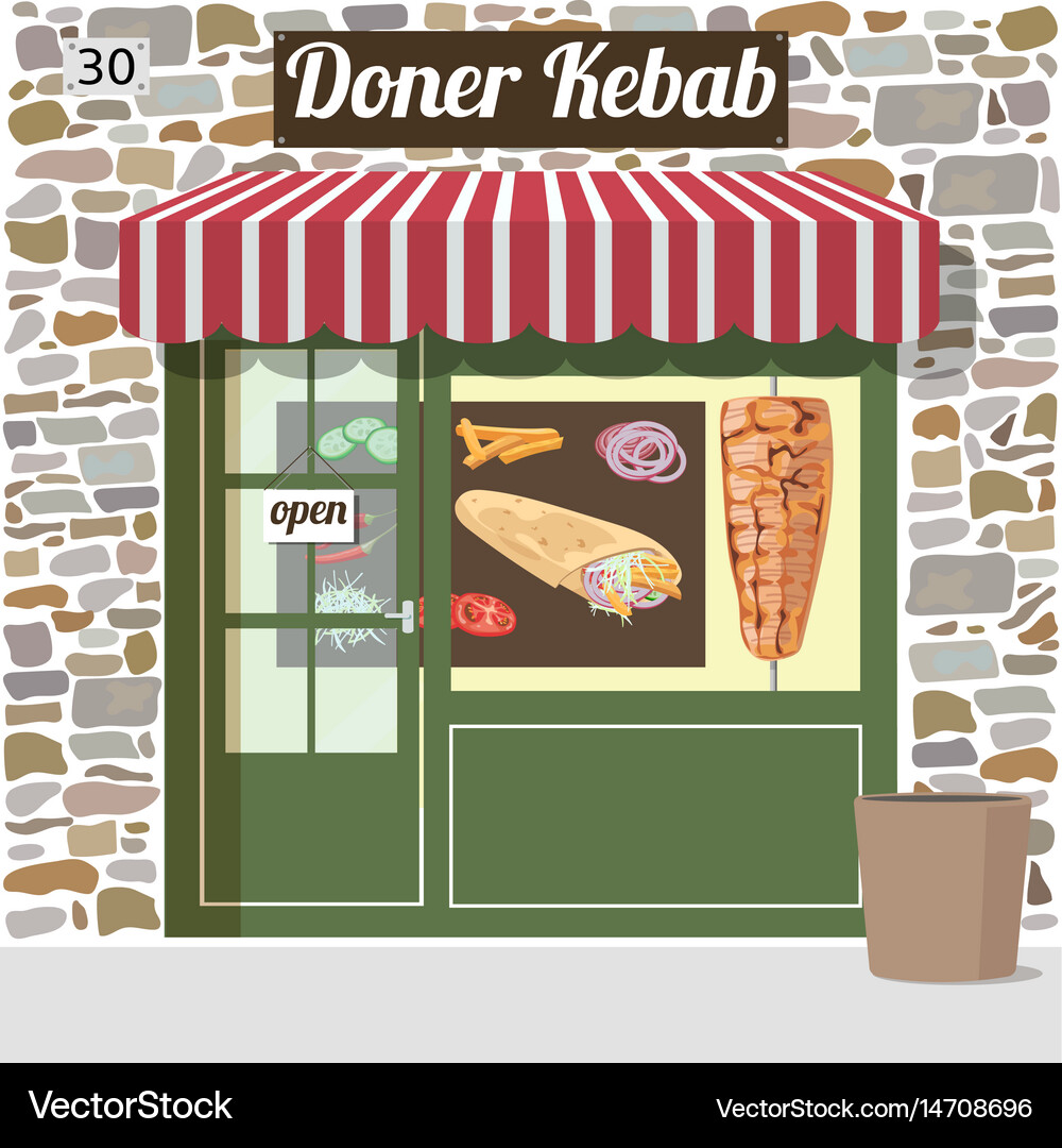 Doner kebab fast food cafe Royalty Free Vector Image