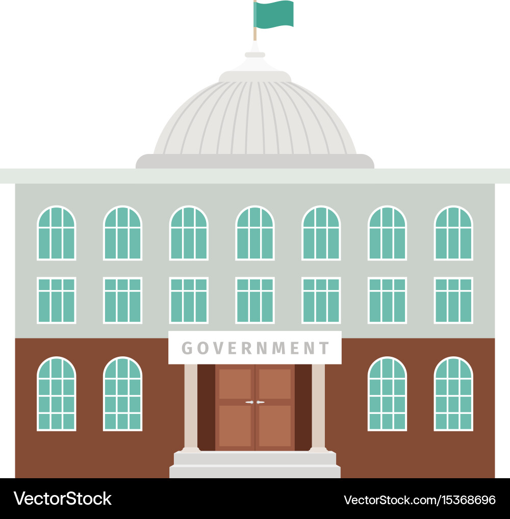 Government building with dome and flag Royalty Free Vector