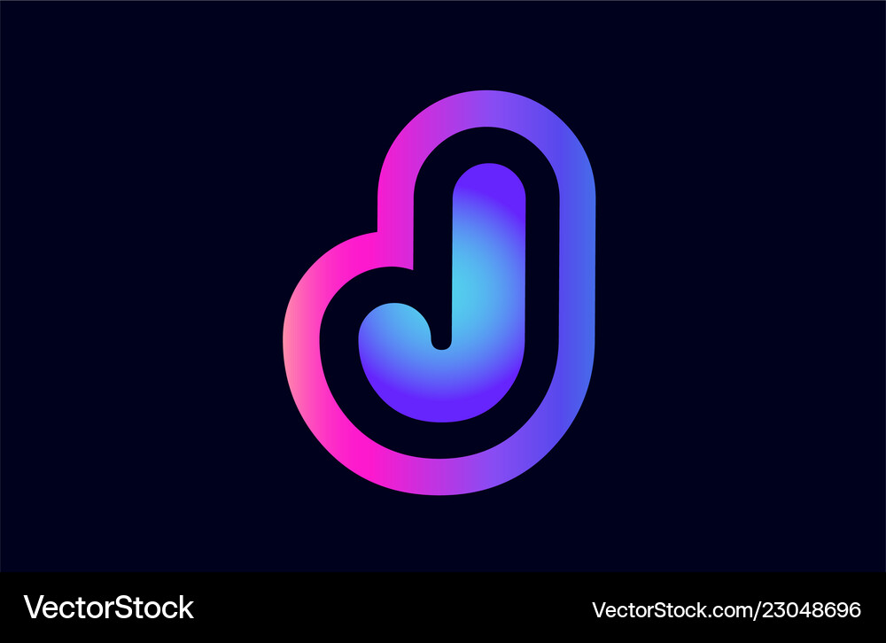 J pink blue gradient alphabet letter logo icon Vector Image