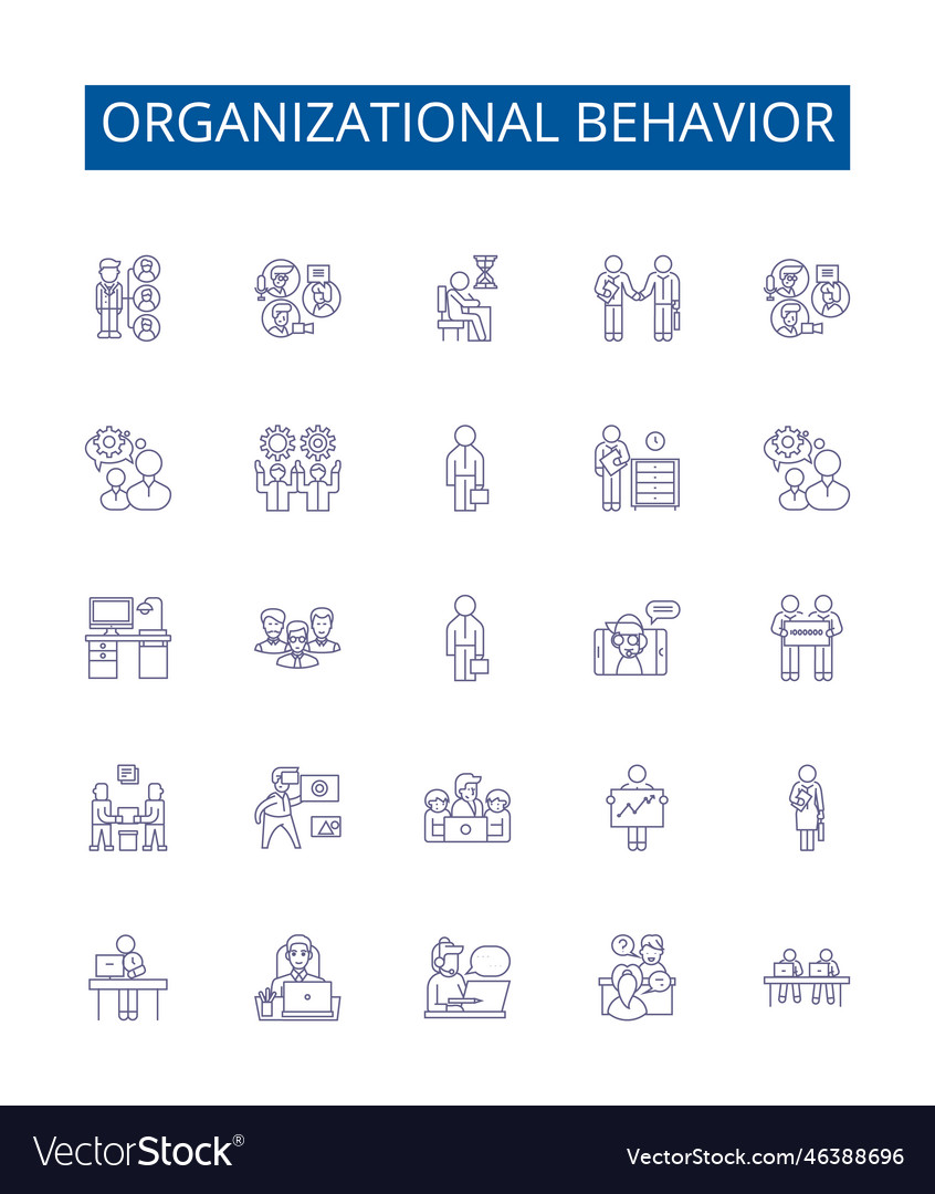 Organizational behavior line icons signs set Vector Image