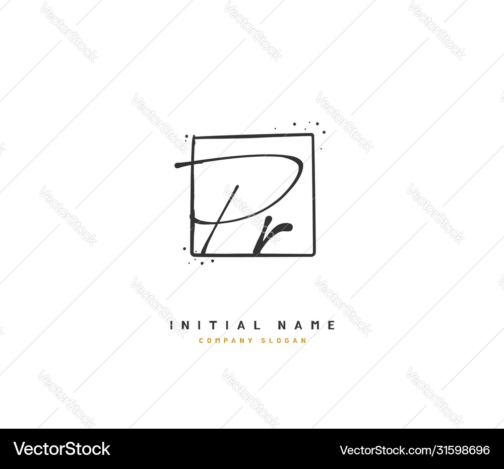 P r pr beauty initial logo handwriting logo Vector Image