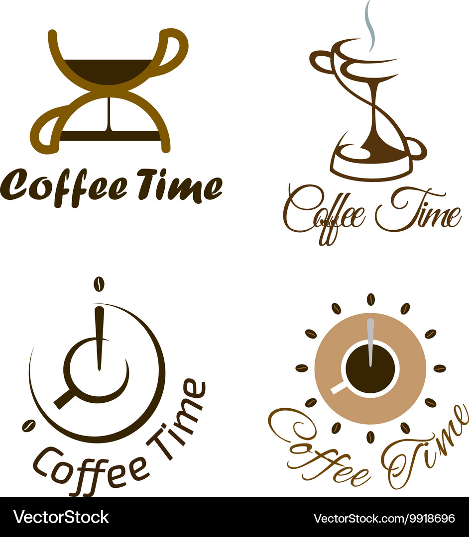 Set of coffee time logo design Royalty Free Vector Image