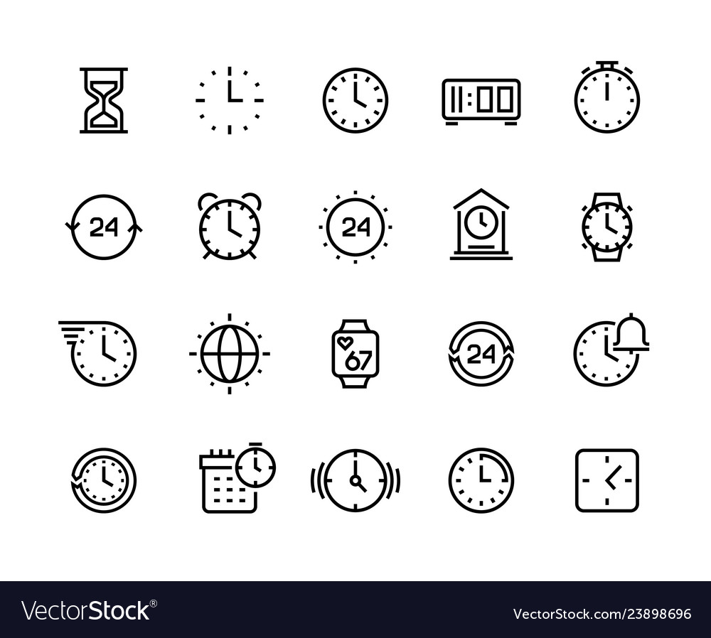Time line icons clock calendar timer watch Vector Image