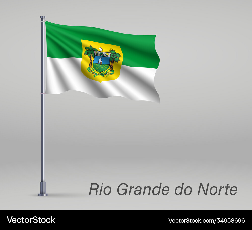 Waving flag rio grande do norte - state Royalty Free Vector