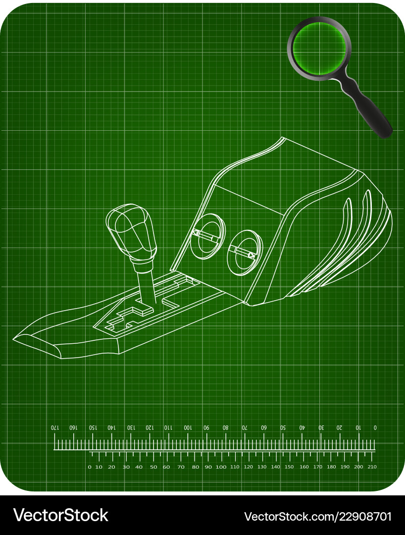 3d model of gearbox on a green Royalty Free Vector Image