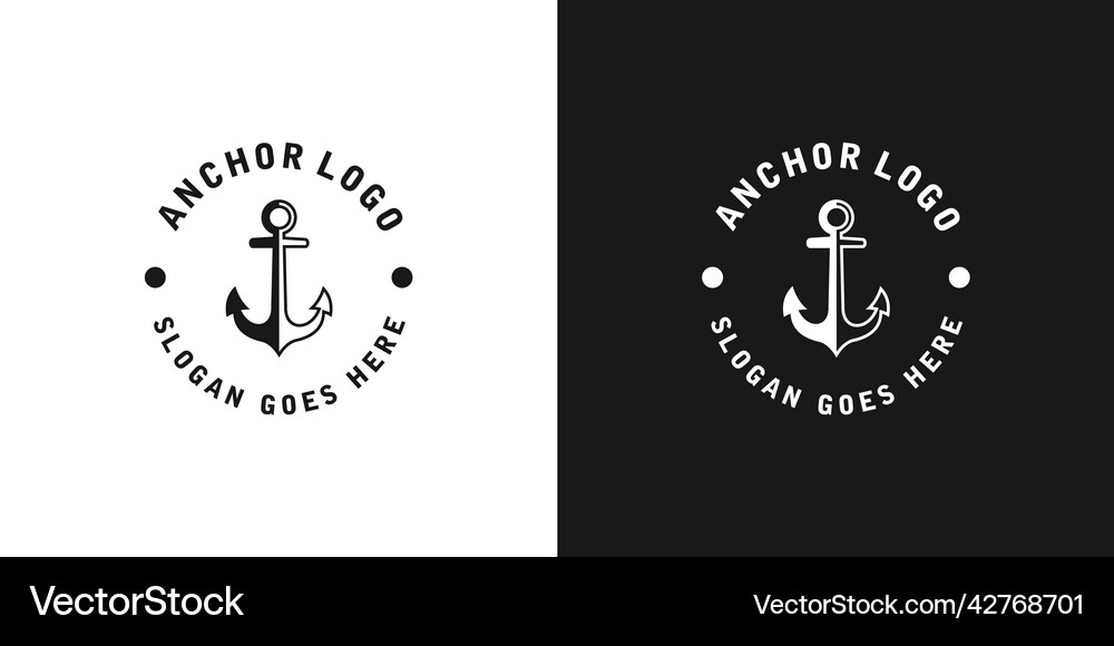 Anchor nautical marine circle seal logo design Vector Image