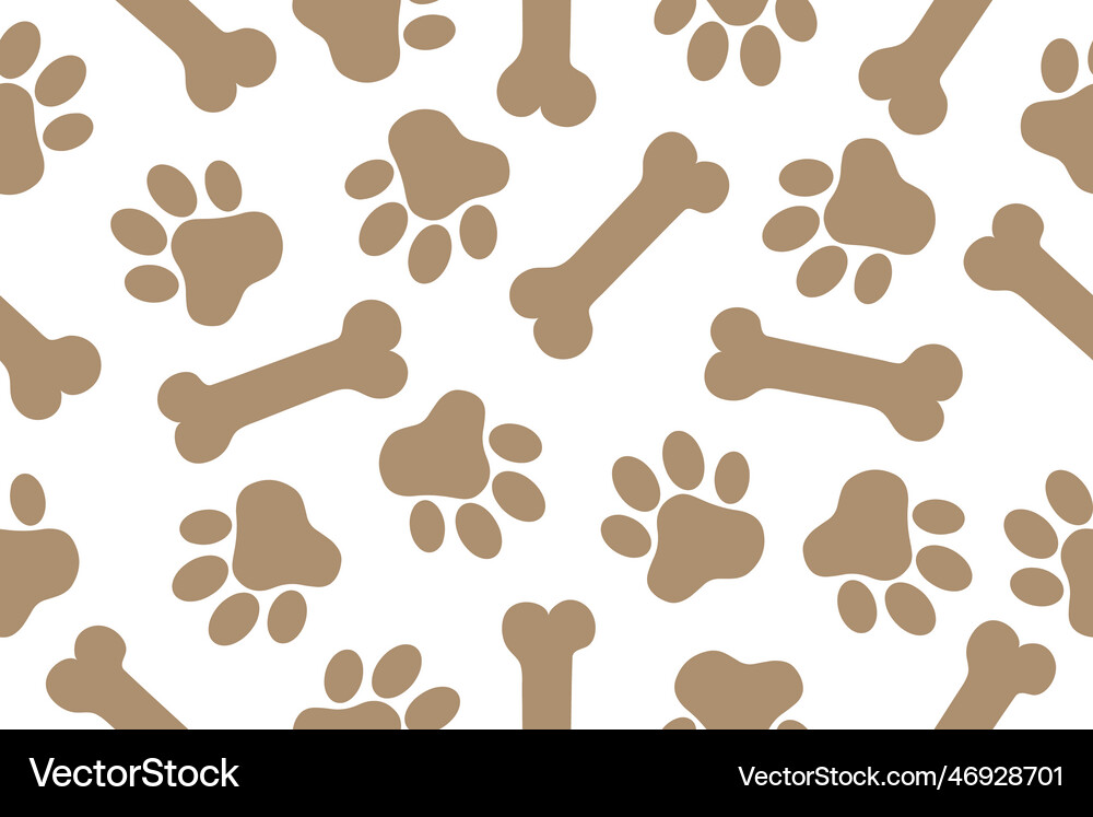 Background with animal paw prints and a bone Vector Image