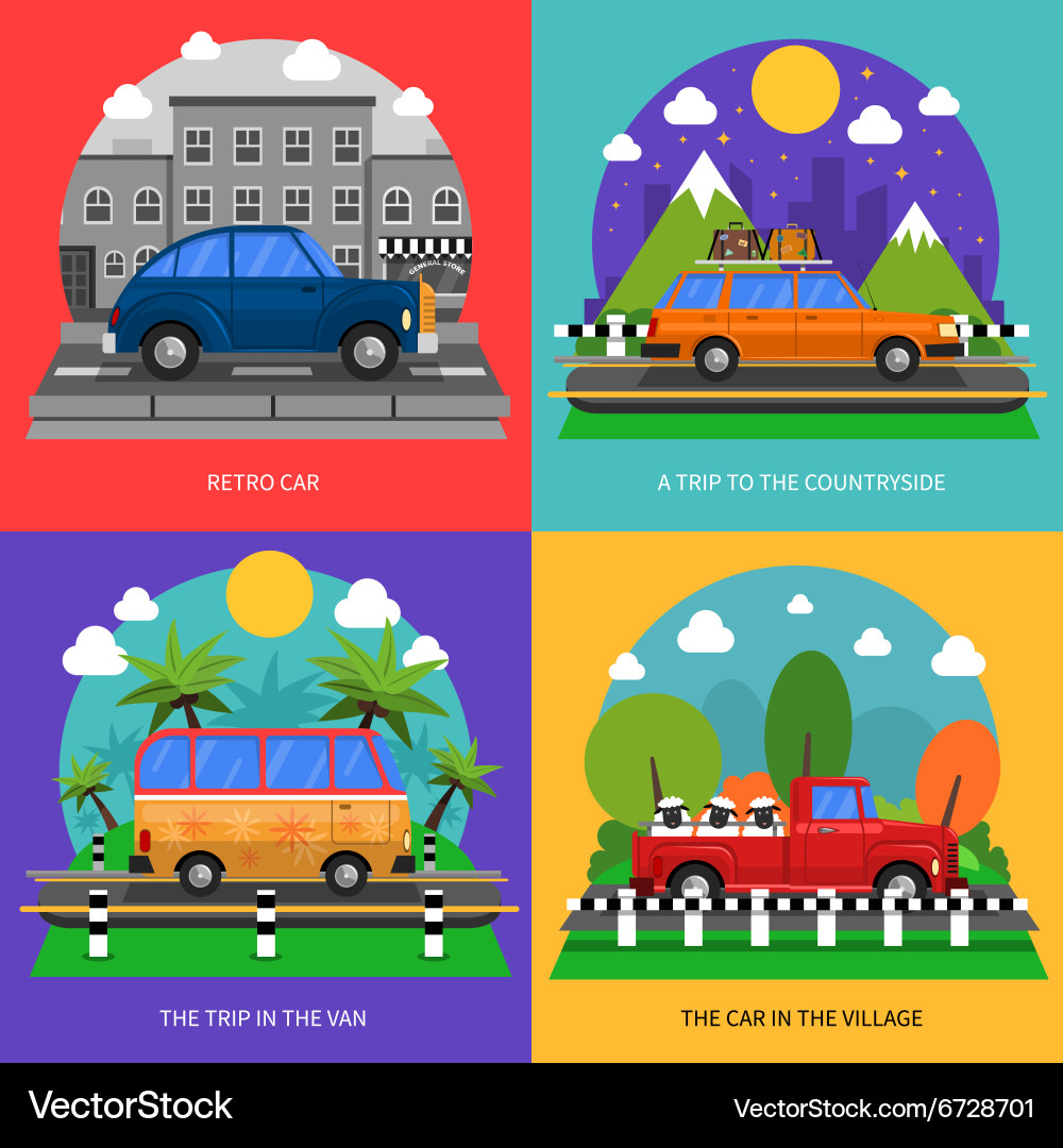 Cars concept icons set Royalty Free Vector Image