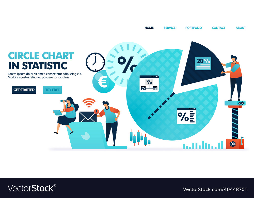 Circle or pie chart for statistics analysis Vector Image