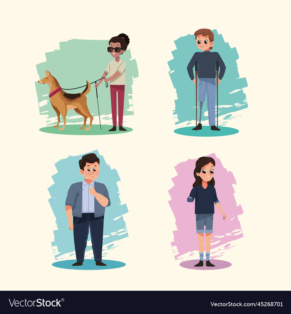 Disability persons group Royalty Free Vector Image
