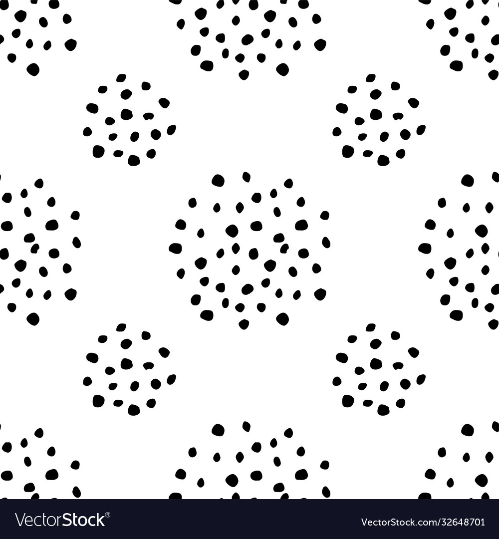 Doodle dots seamless pattern black and white Vector Image