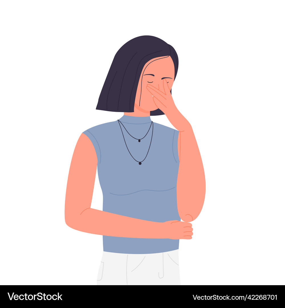 Embarrassed woman show regret isolated Royalty Free Vector