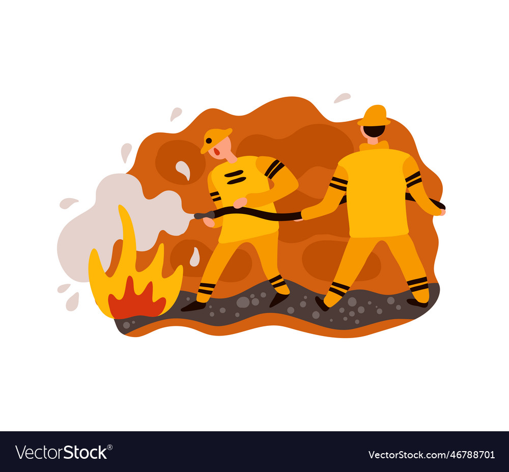 Firefighter flat composition Royalty Free Vector Image
