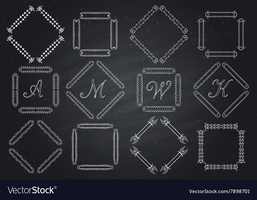 Frames for text hand-drawn monogram Royalty Free Vector