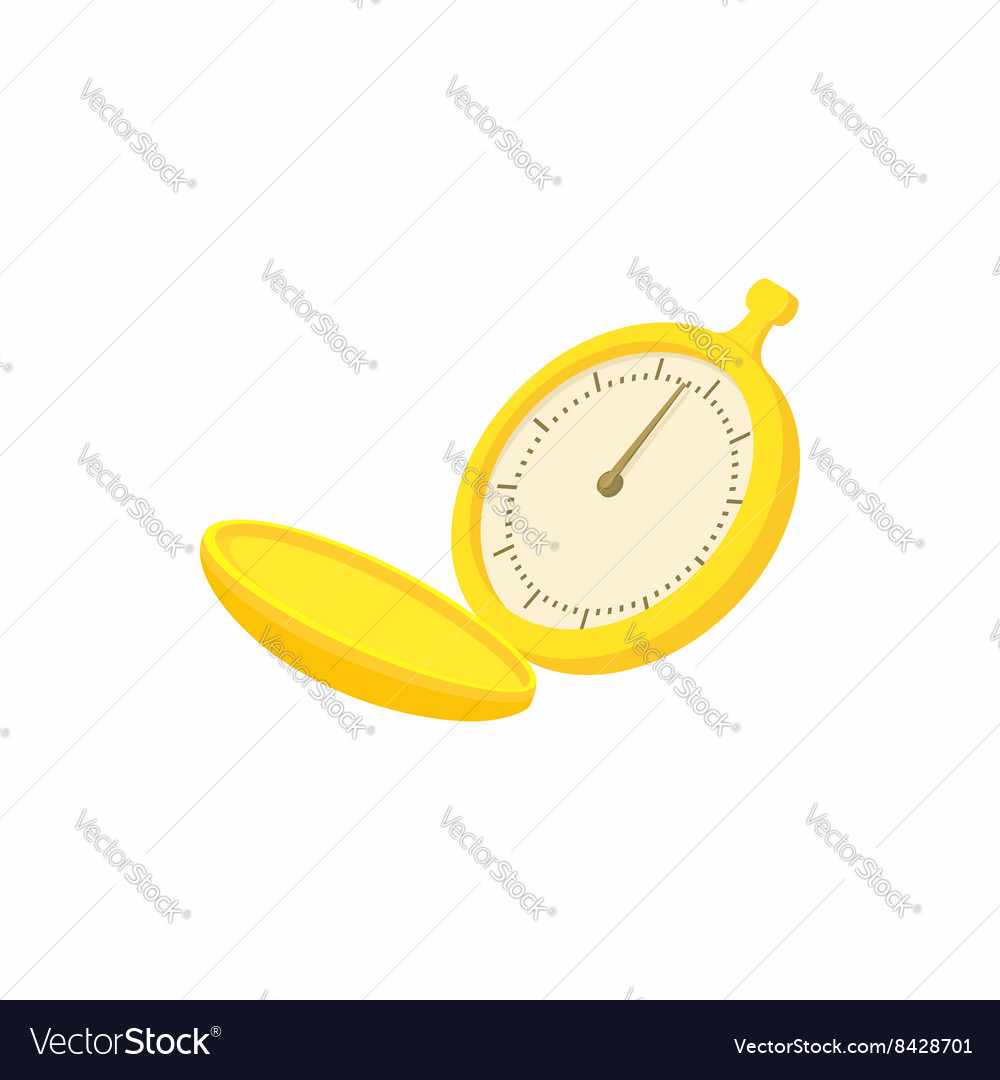 Golden pocket watch icon cartoon style Royalty Free Vector Golden pocket watch icon cartoon style Royalty Free Vector