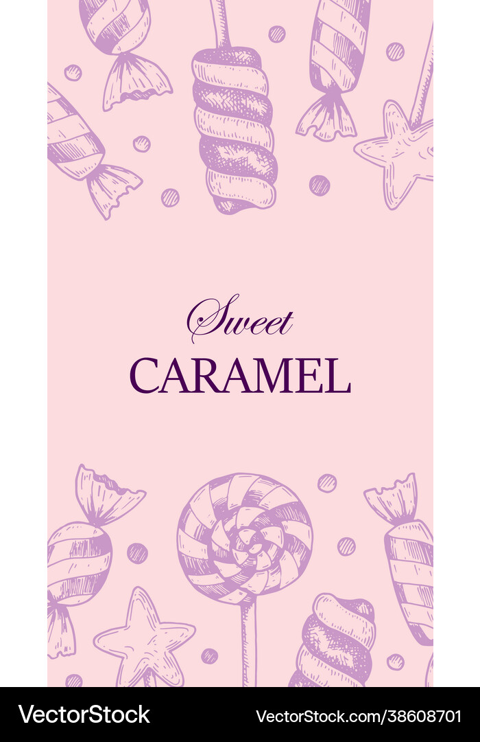 Hand drawn candy shop design in sketch style Vector Image
