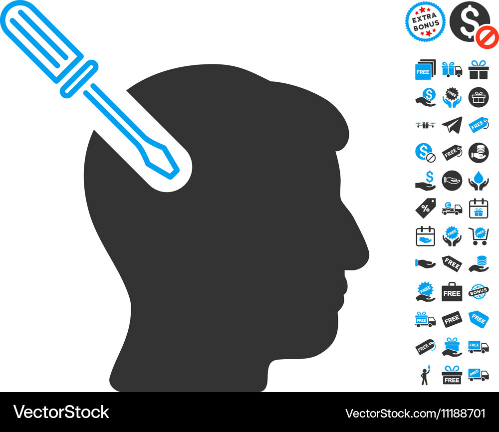 Head surgery screwdriver icon with free bonus Vector Image