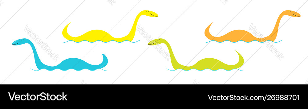 Loch ness nessy fictional creature big set line Vector Image