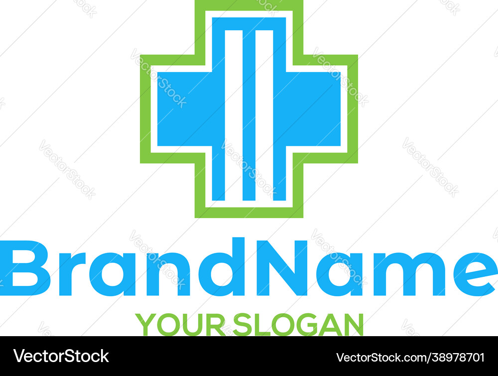 M medical cross logo design Royalty Free Vector Image