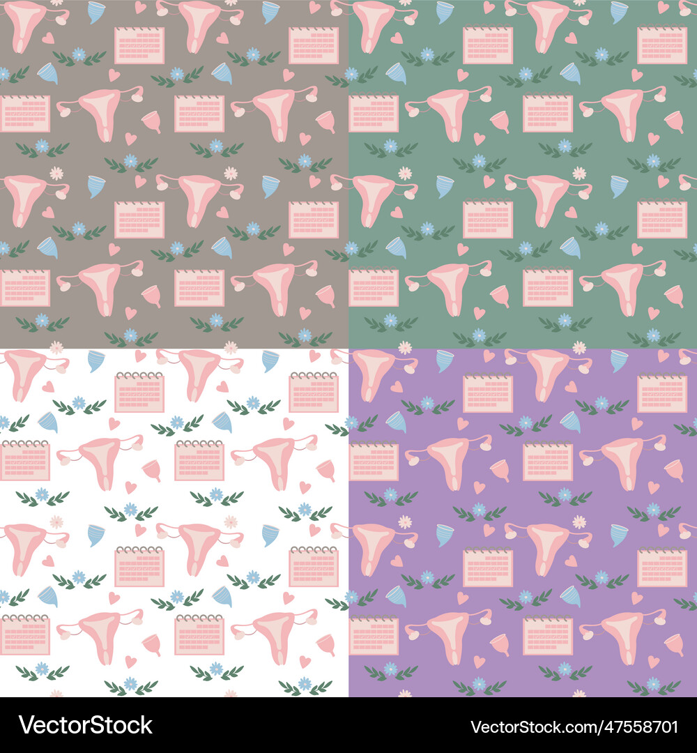Menstrual periods seamless pattern in swatches Vector Image