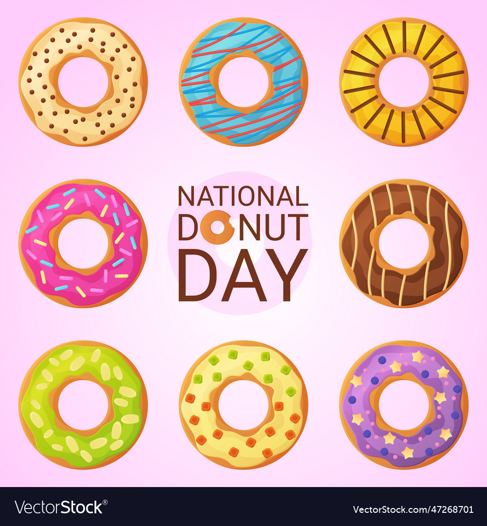 National donut day banner 2 june stock Royalty Free Vector National donut day banner 2 june stock Royalty Free Vector