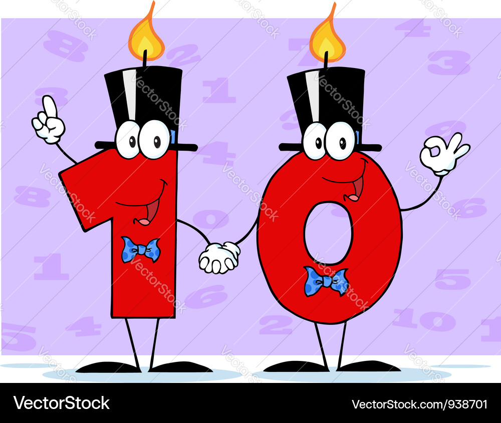 Number ten candles cartoon character Royalty Free Vector