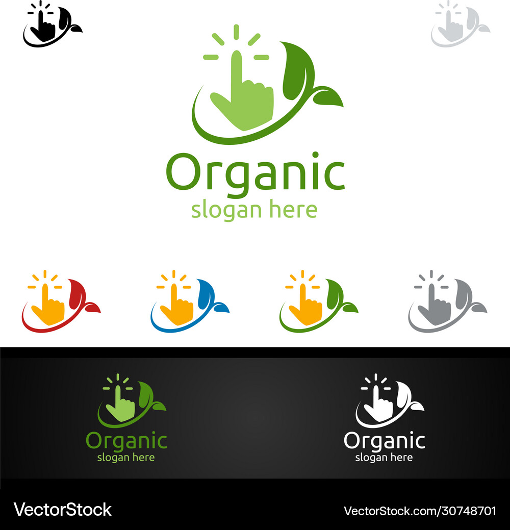 Online natural and organic logo design template Vector Image