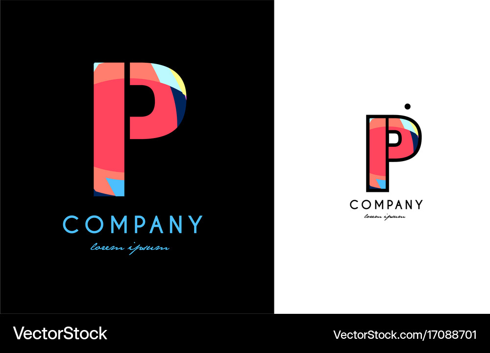 P blue red letter alphabet logo icon design Vector Image