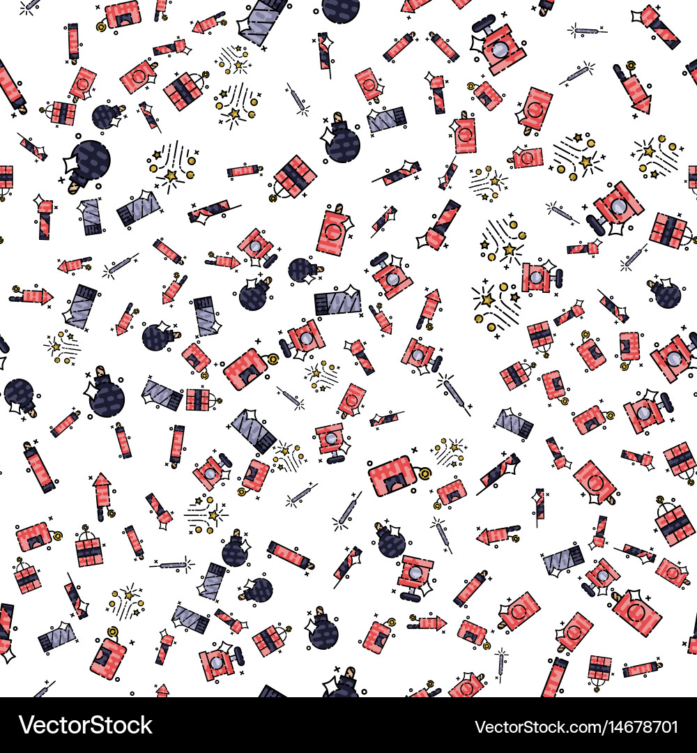 Pyrotechnics set pattern Royalty Free Vector Image