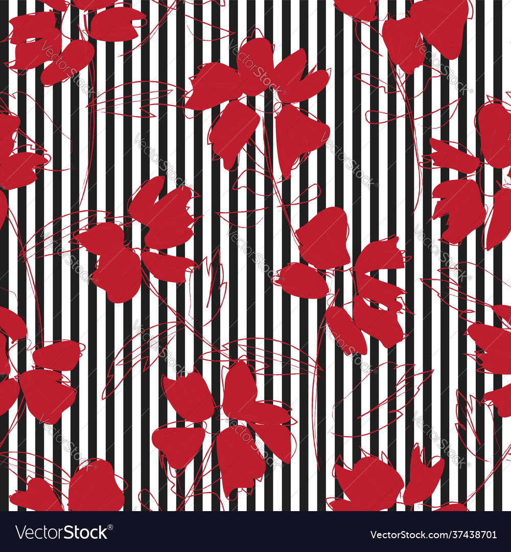 Red botanical floral seamless pattern Royalty Free Vector