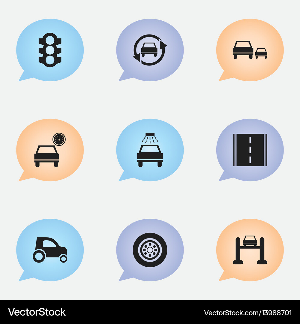 Set of 9 editable transport icons includes Vector Image