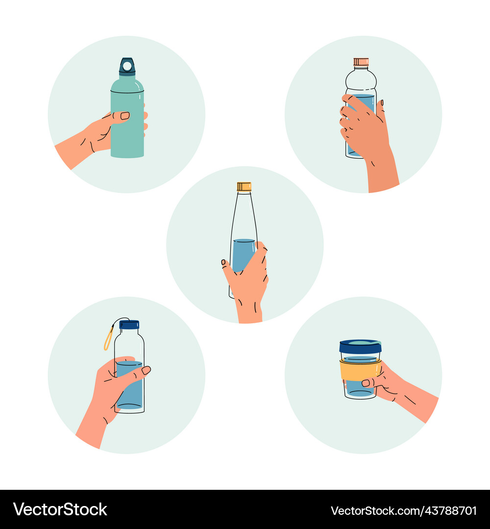 Set of reusable containers for liquids various Vector Image