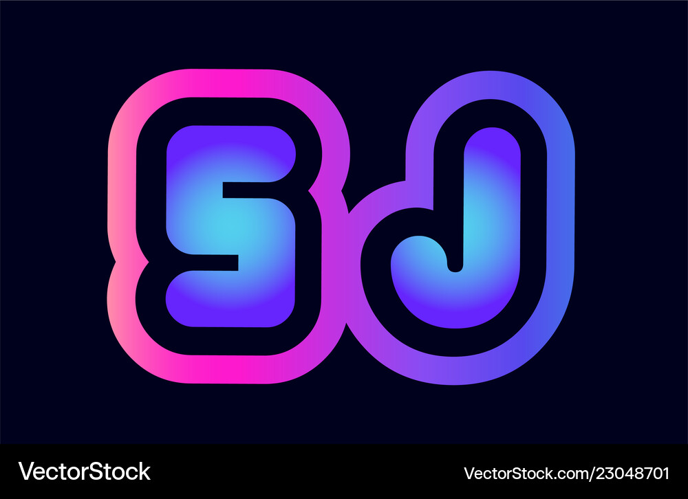 Sj s j pink blue gradient alphabet letter logo Vector Image