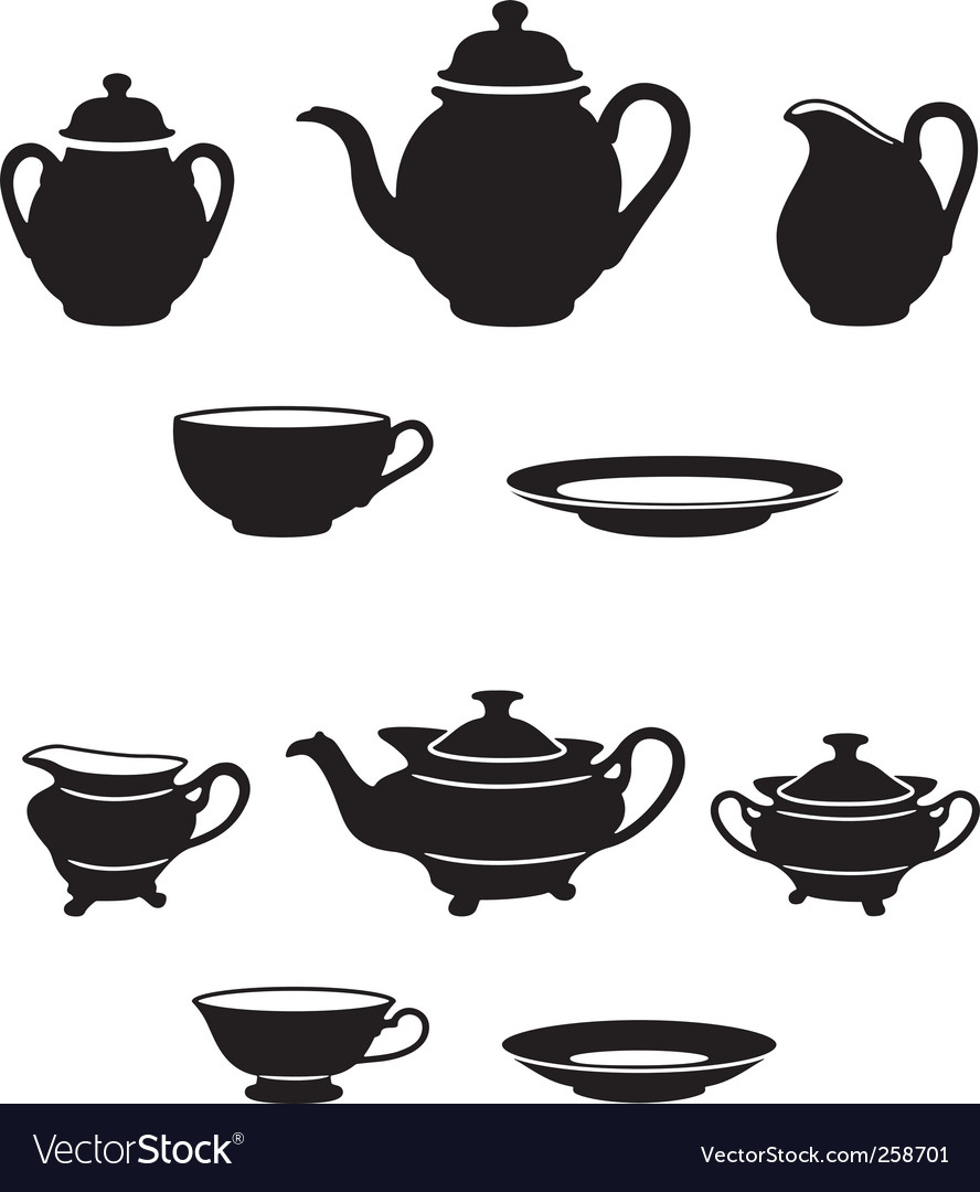 Tea sets Royalty Free Vector Image - VectorStock