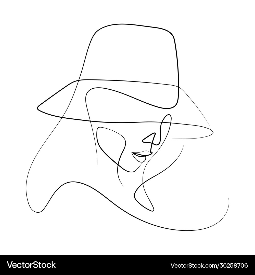 Beautiful female face line art drawing Royalty Free Vector