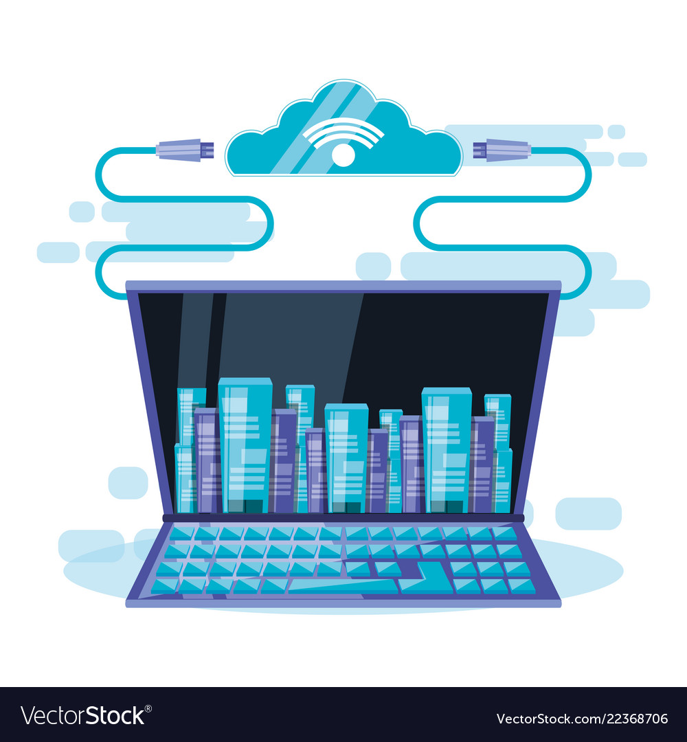 Cloud computing with laptop Royalty Free Vector Image