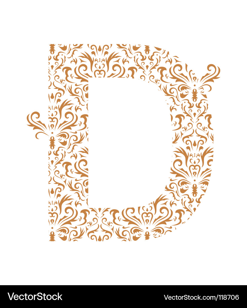 Floral letter d ornament font Royalty Free Vector Image