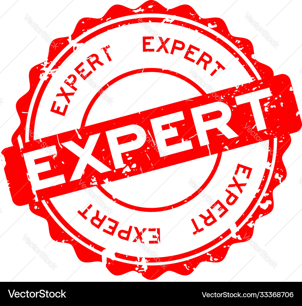 Grunge red expert round rubber seal stamp Vector Image