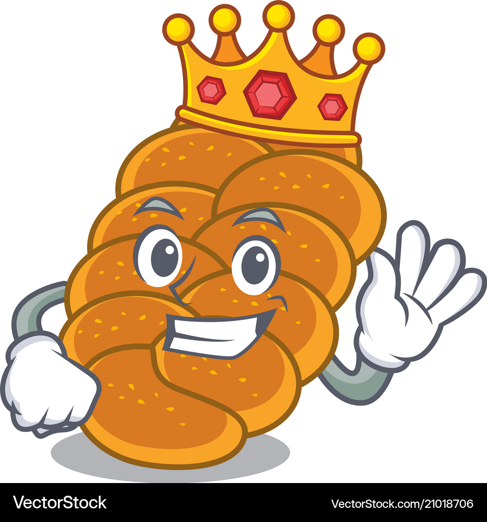 King challah mascot cartoon style Royalty Free Vector Image