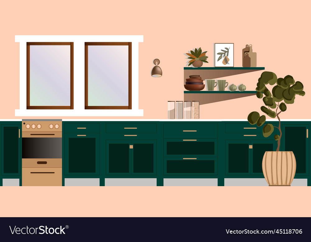 Kitchen flat style Royalty Free Vector Image - VectorStock