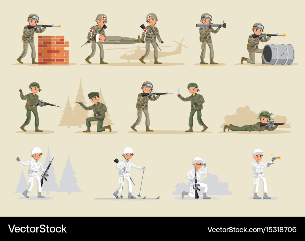 Military army collection Royalty Free Vector Image