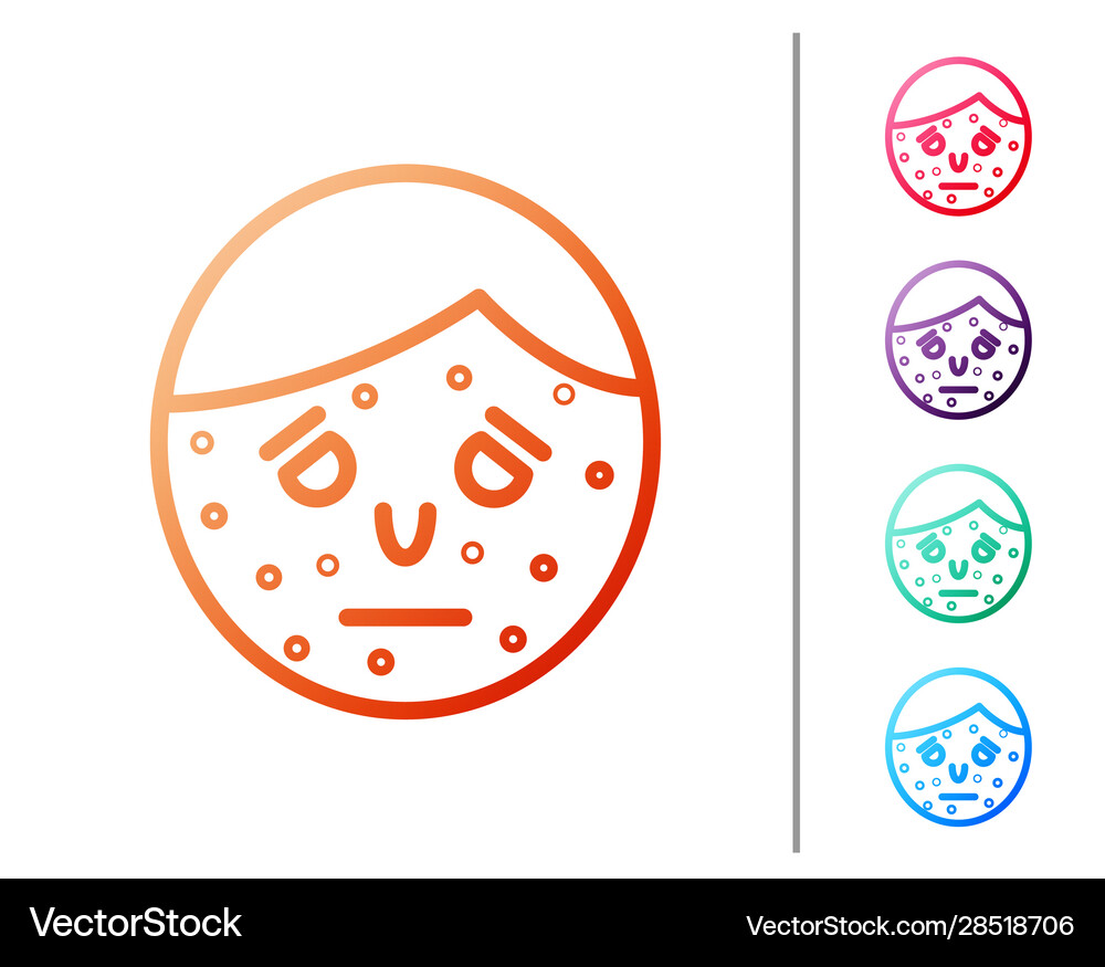 Red line face with psoriasis or eczema icon Vector Image