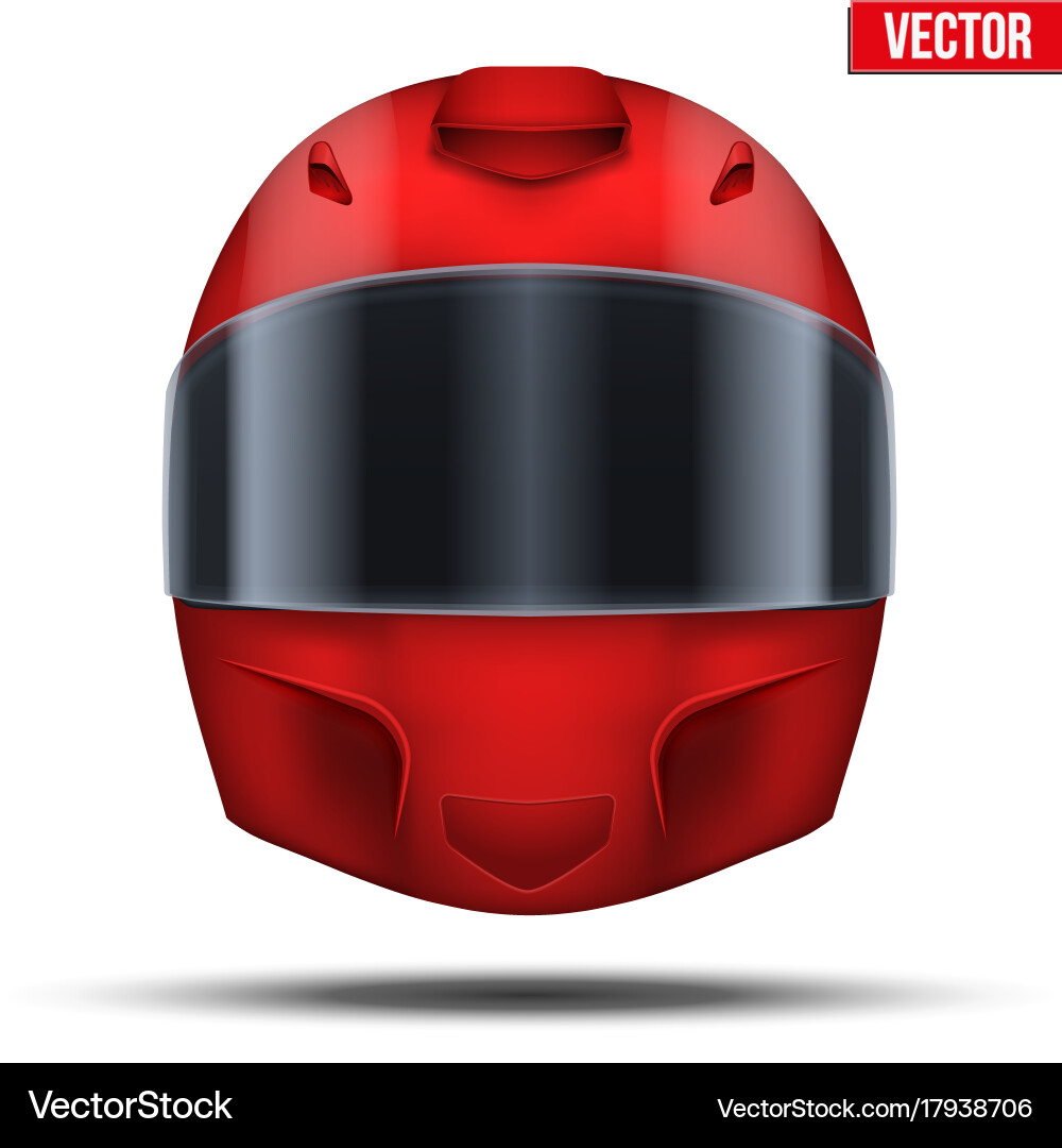 Red motor racing helmet with glass visor Vector Image