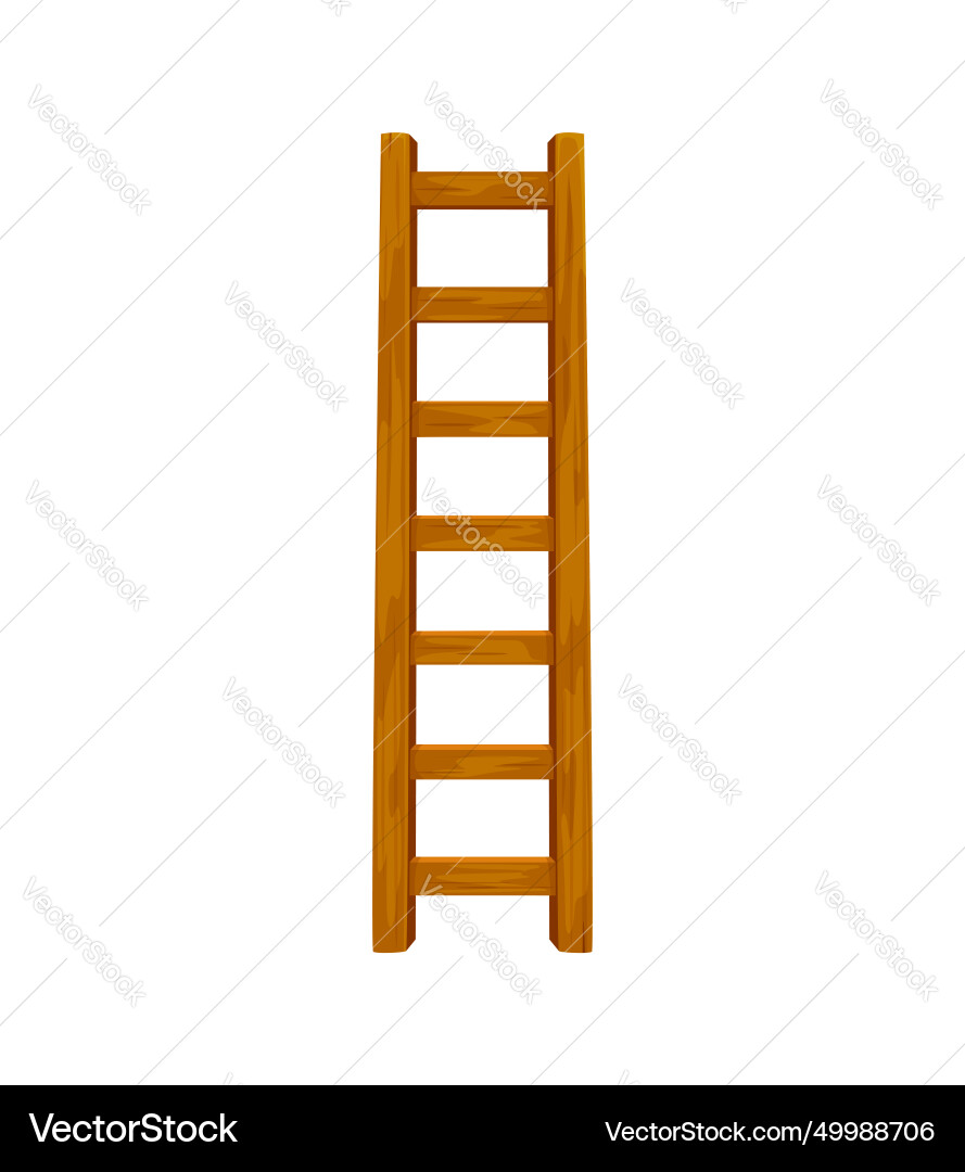 Rustic wooden ladder isolated cartoon tool Vector Image