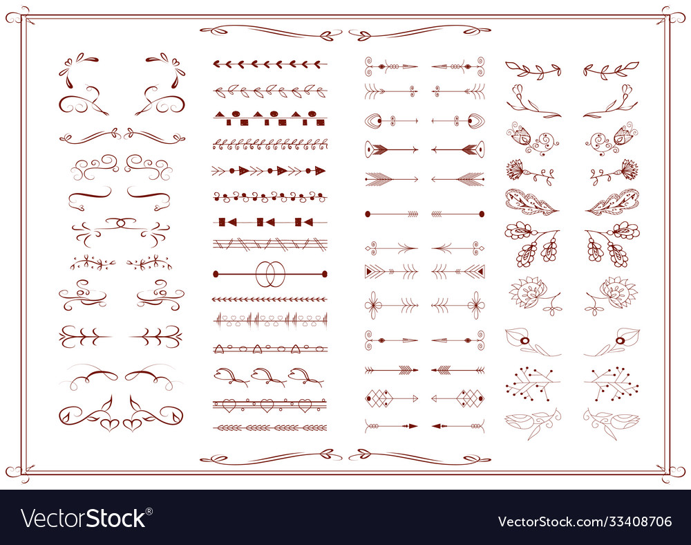 Set ornate frames and scroll elements Royalty Free Vector