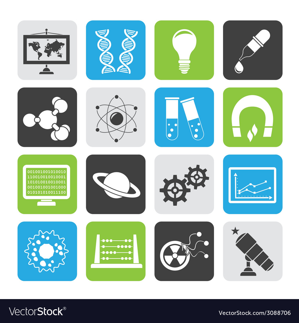 Silhouette science and education icons Royalty Free Vector