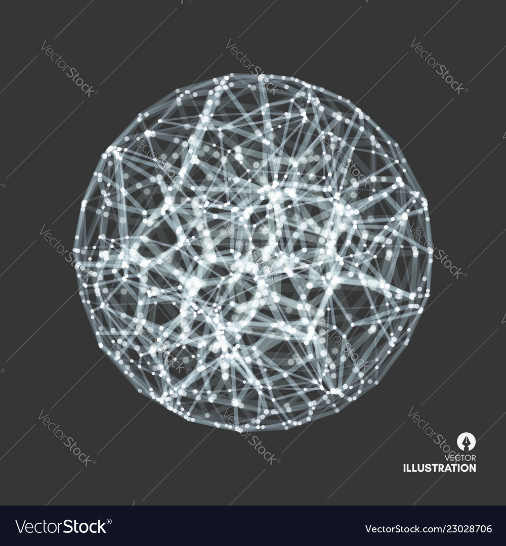Sphere 3d wireframe object with connected lines Vector Image