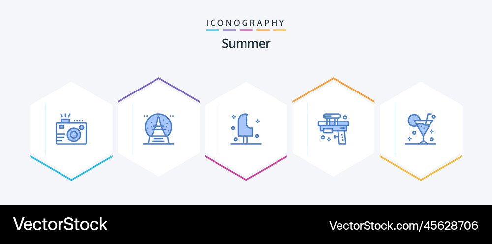 Summer 25 blue icon pack including toy gun Vector Image
